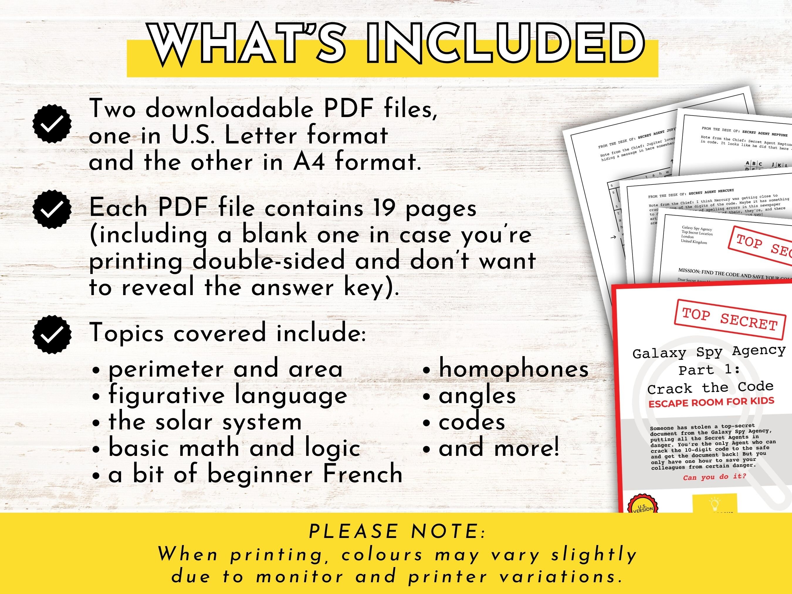 Printable Escape Room Fun Activity for Kids, Elementary Children's ...