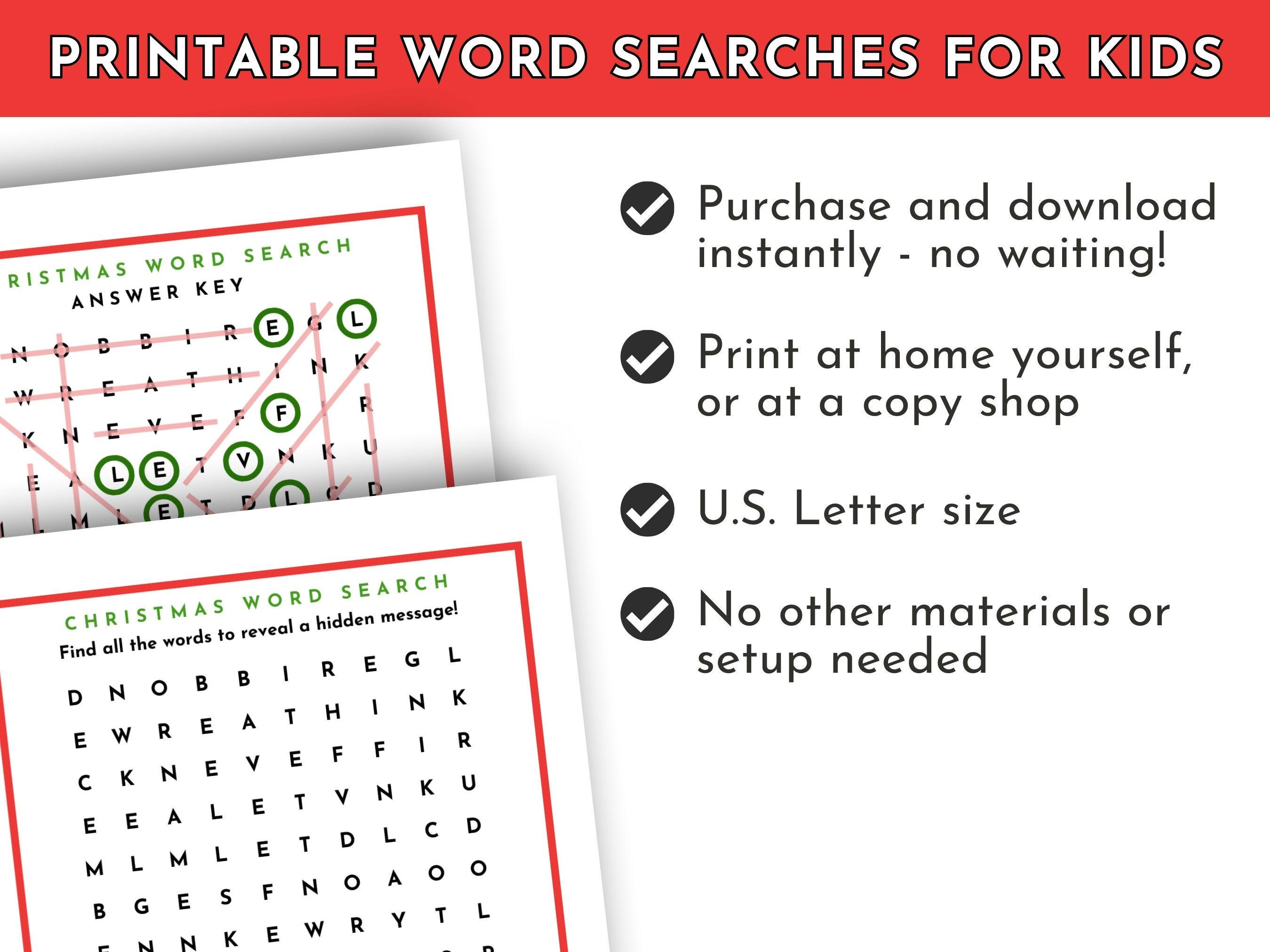 Christmas Word Search Puzzles With Fun Hidden Messages | Holiday Word ...