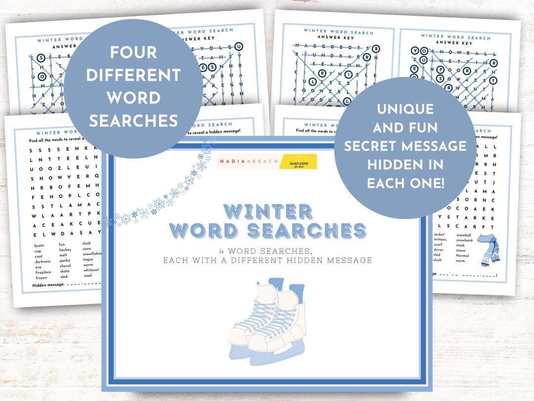 Winter Word Search Puzzles With Fun Hidden Messages | Seasonal Word ...