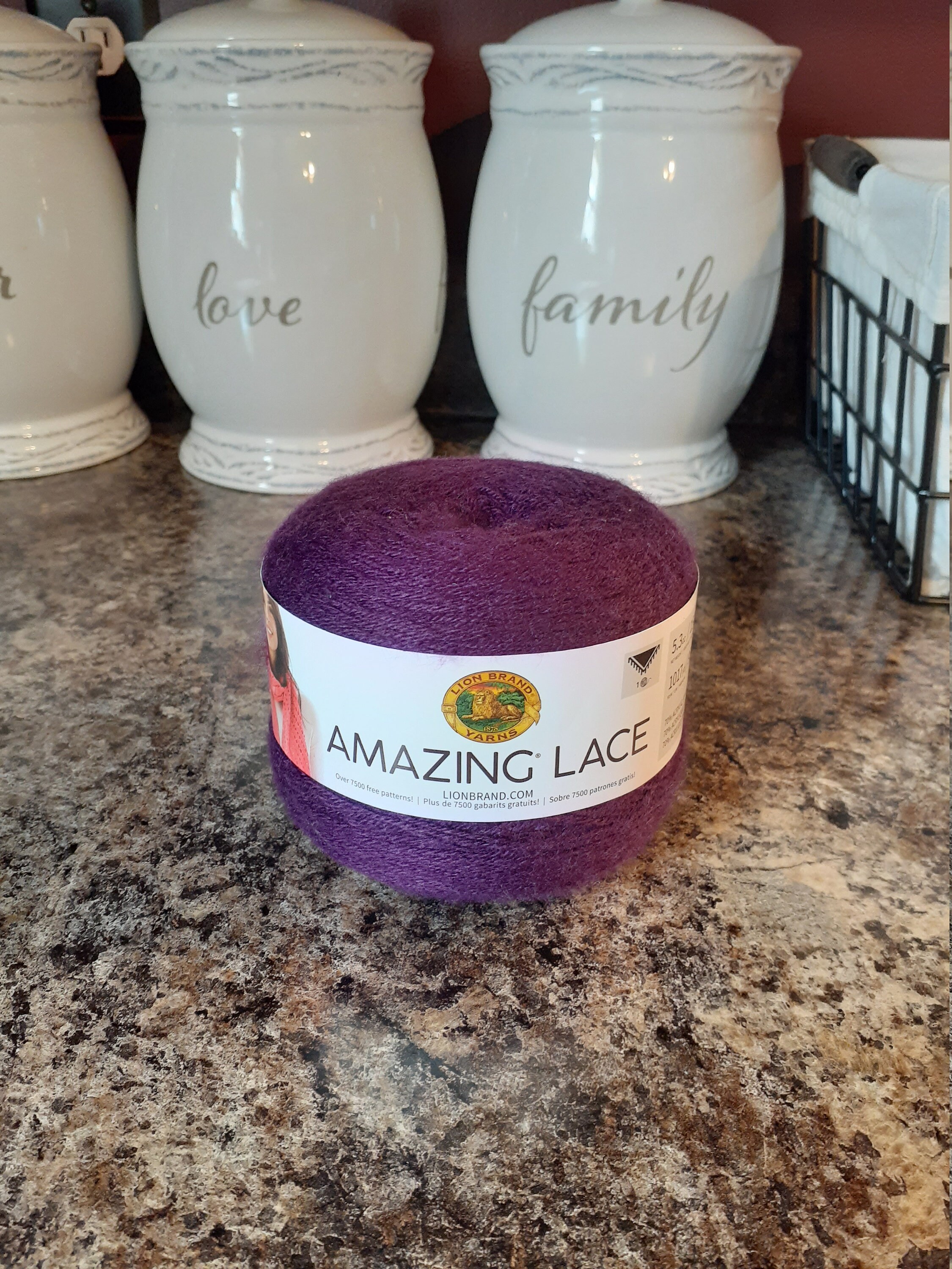 Lion Brand Amazing Lace Yarn Eggplant Trellis Yarn Sewing & Fiber ...