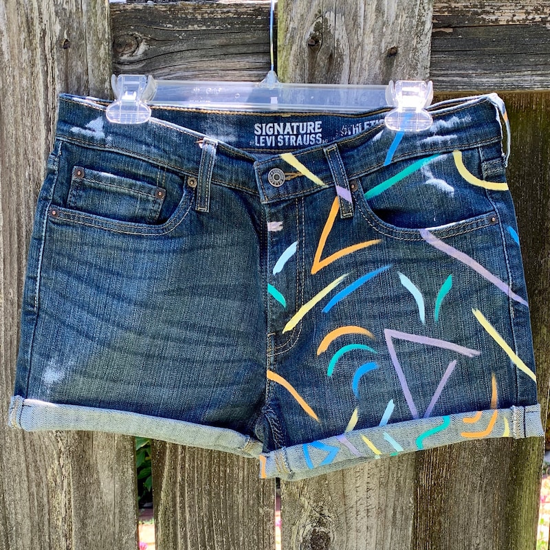 Painted Denim Shorts - Etsy