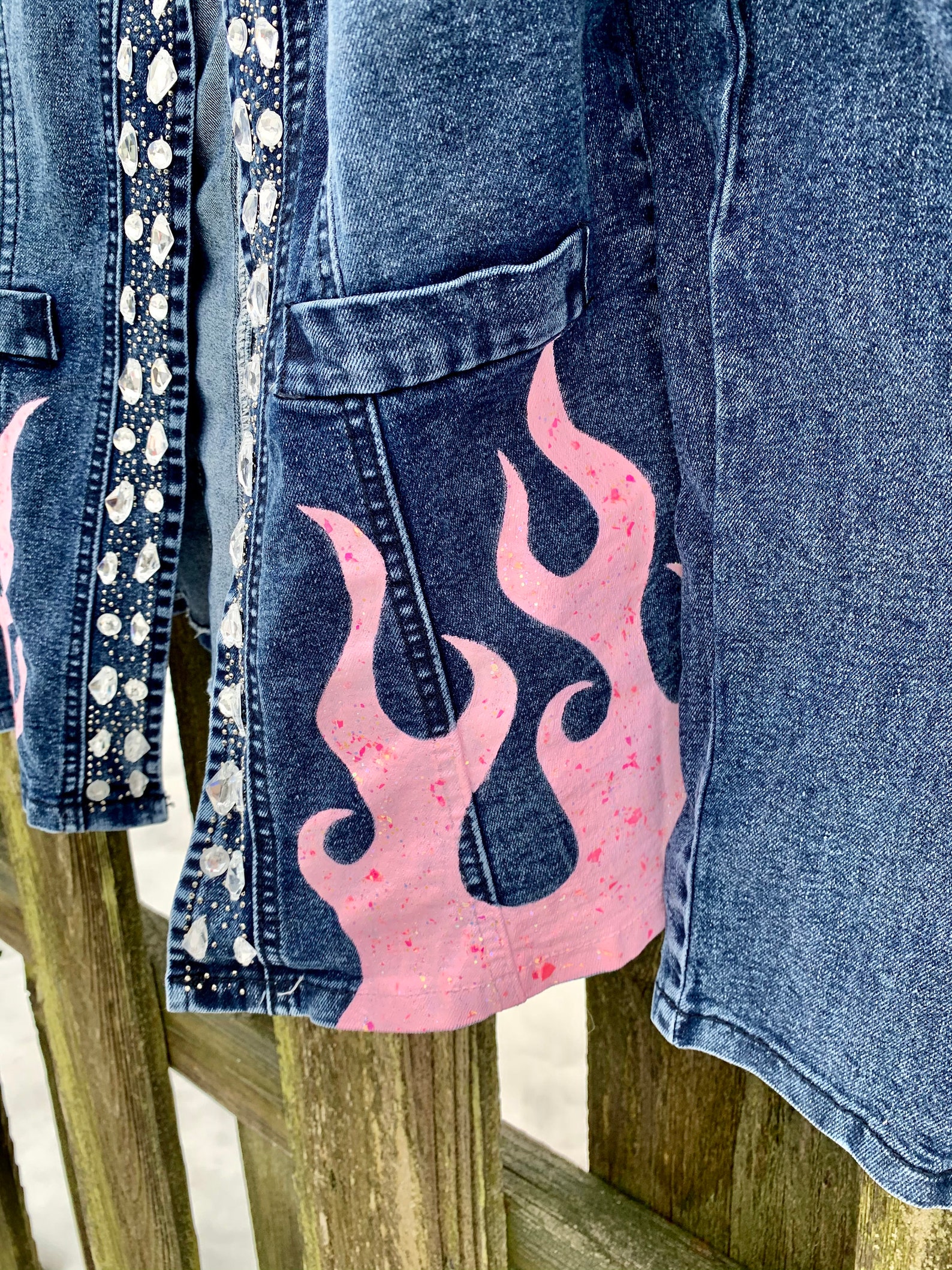 Flame Painted Jean Jacket-custom Painted Denim-women's Jean Jacket ...