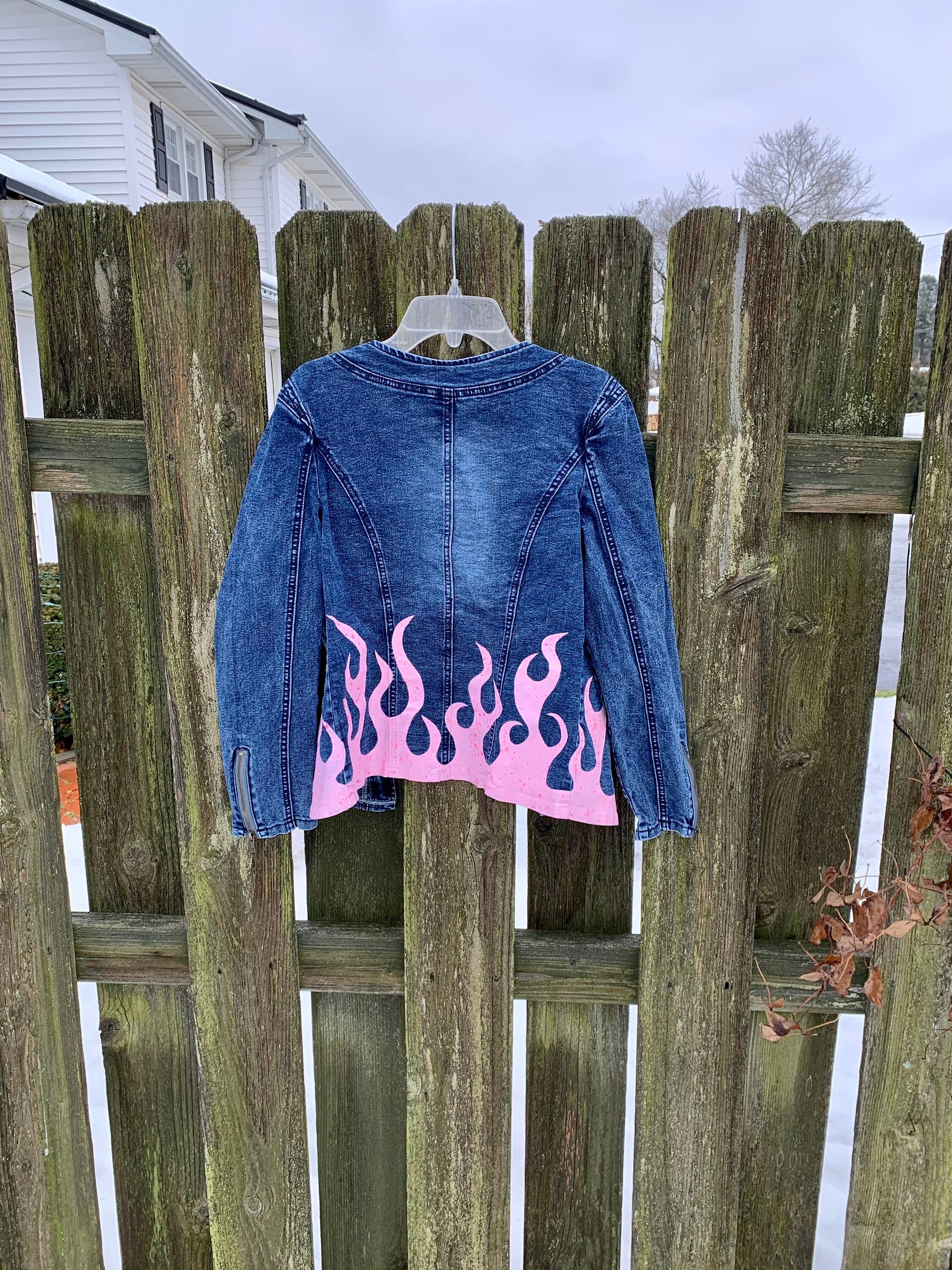 Flame Painted Jean Jacket-custom Painted Denim-women's Jean Jacket ...