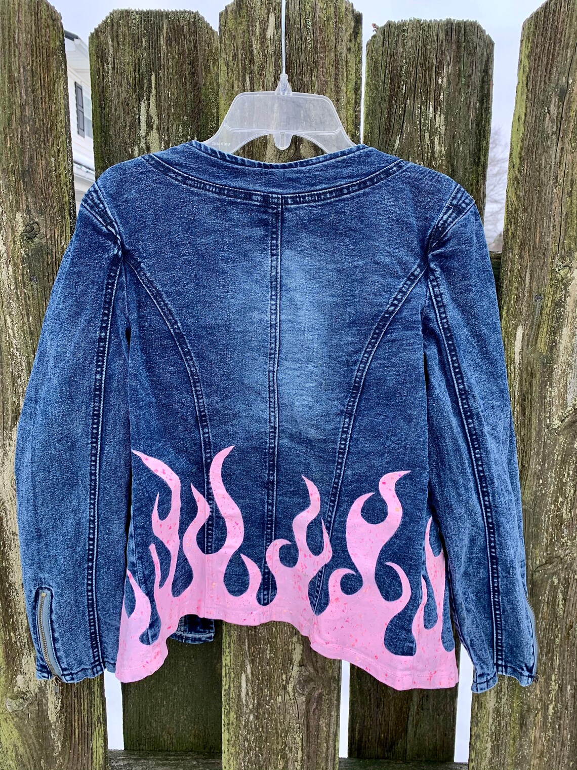 Flame Painted Jean Jacket-custom Painted Denim-women's Jean Jacket ...