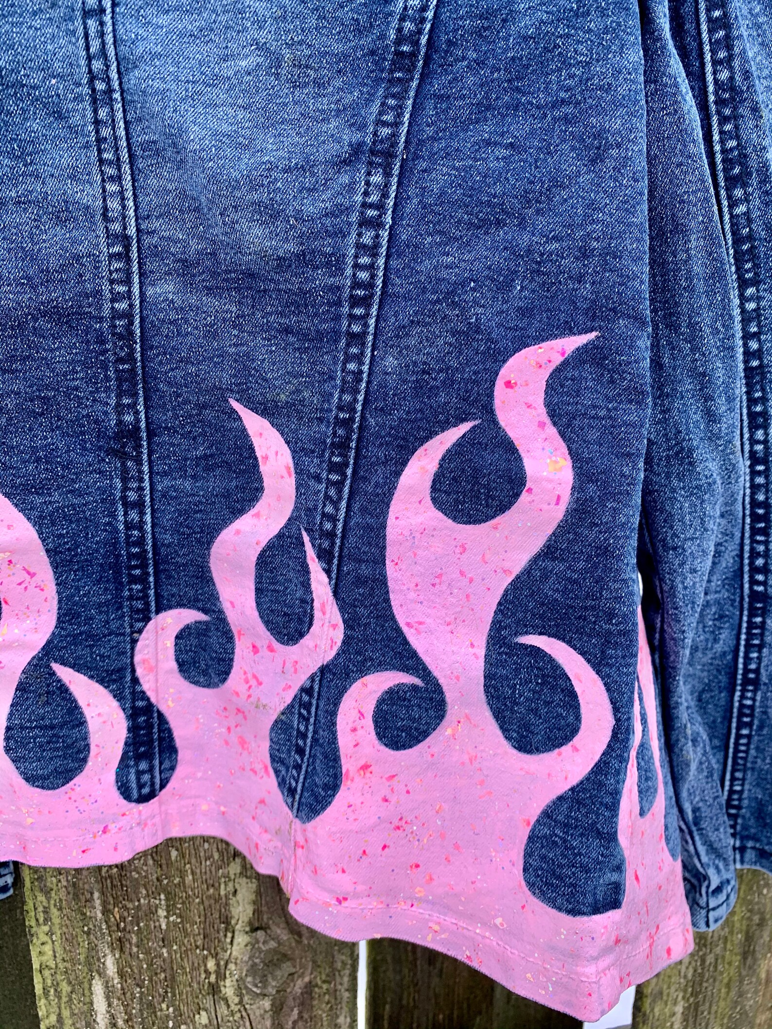 Flame Painted Jean Jacket-custom Painted Denim-women's Jean Jacket ...