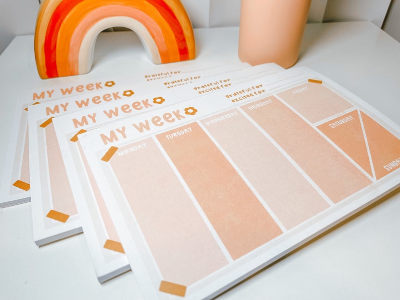 Small Weekly Planner Pad // Pink & Orange Tear Away Notepad // To-do ...