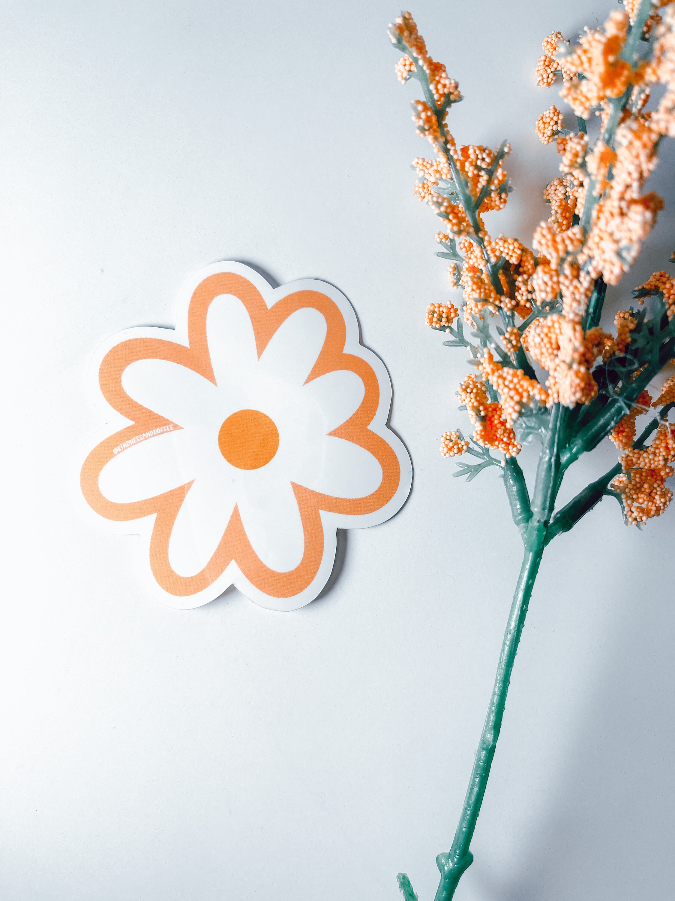 Large Daisy Sticker / Floral Decals / Hand Drawn and Glossy / Perfect ...