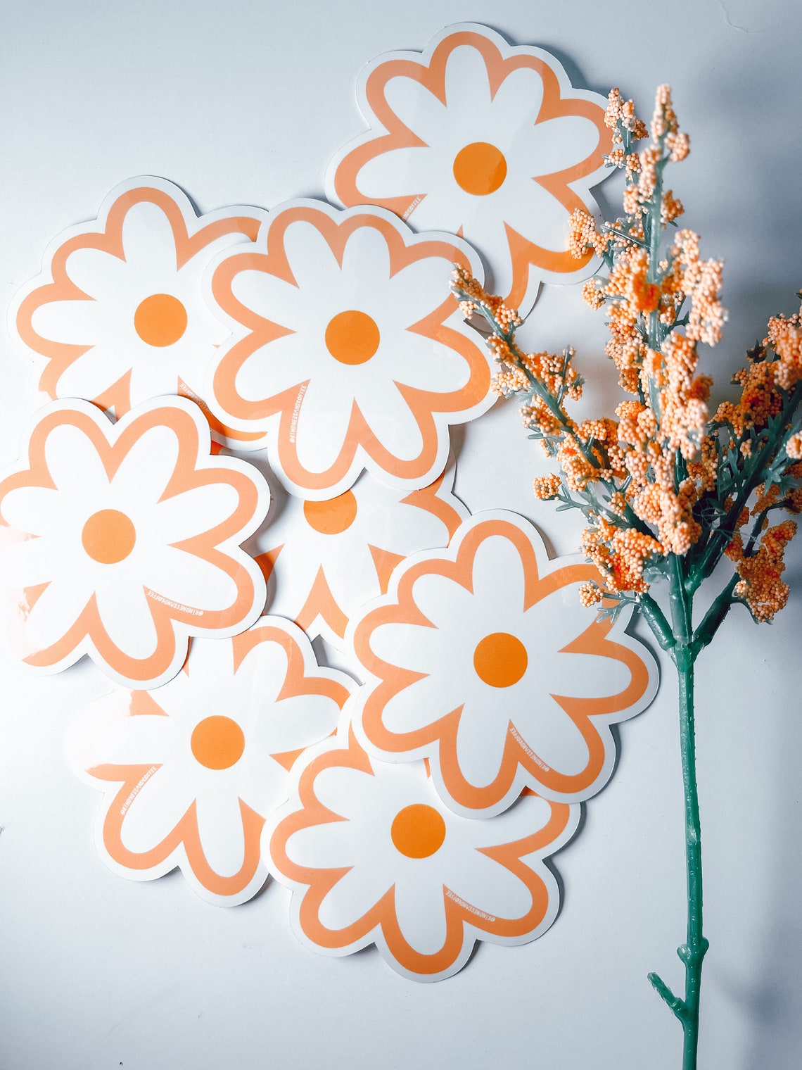 Large Daisy Sticker / Floral Decals / Hand Drawn and Glossy / Perfect ...
