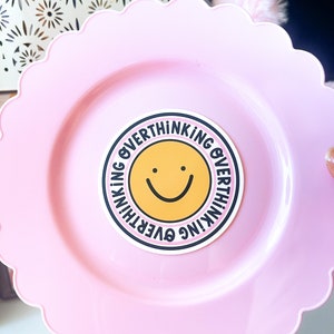 Smiley Overthinking Sticker / Cute Positive Decals / Hand Drawn and ...