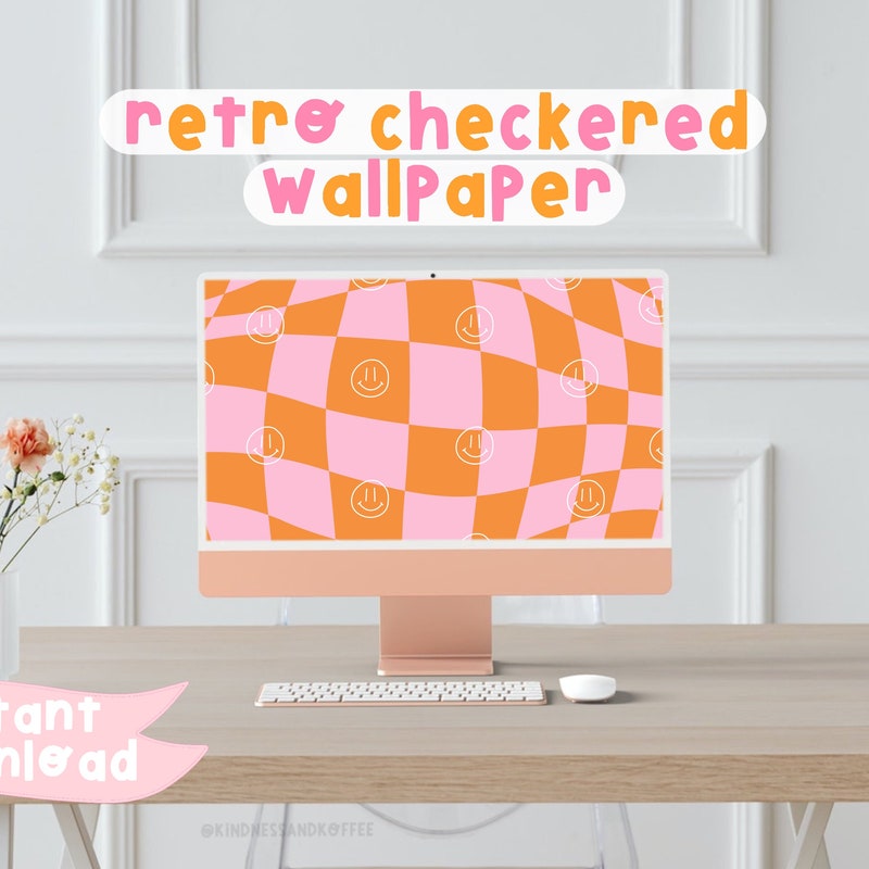 Pink Checkered Wallpaper - Etsy