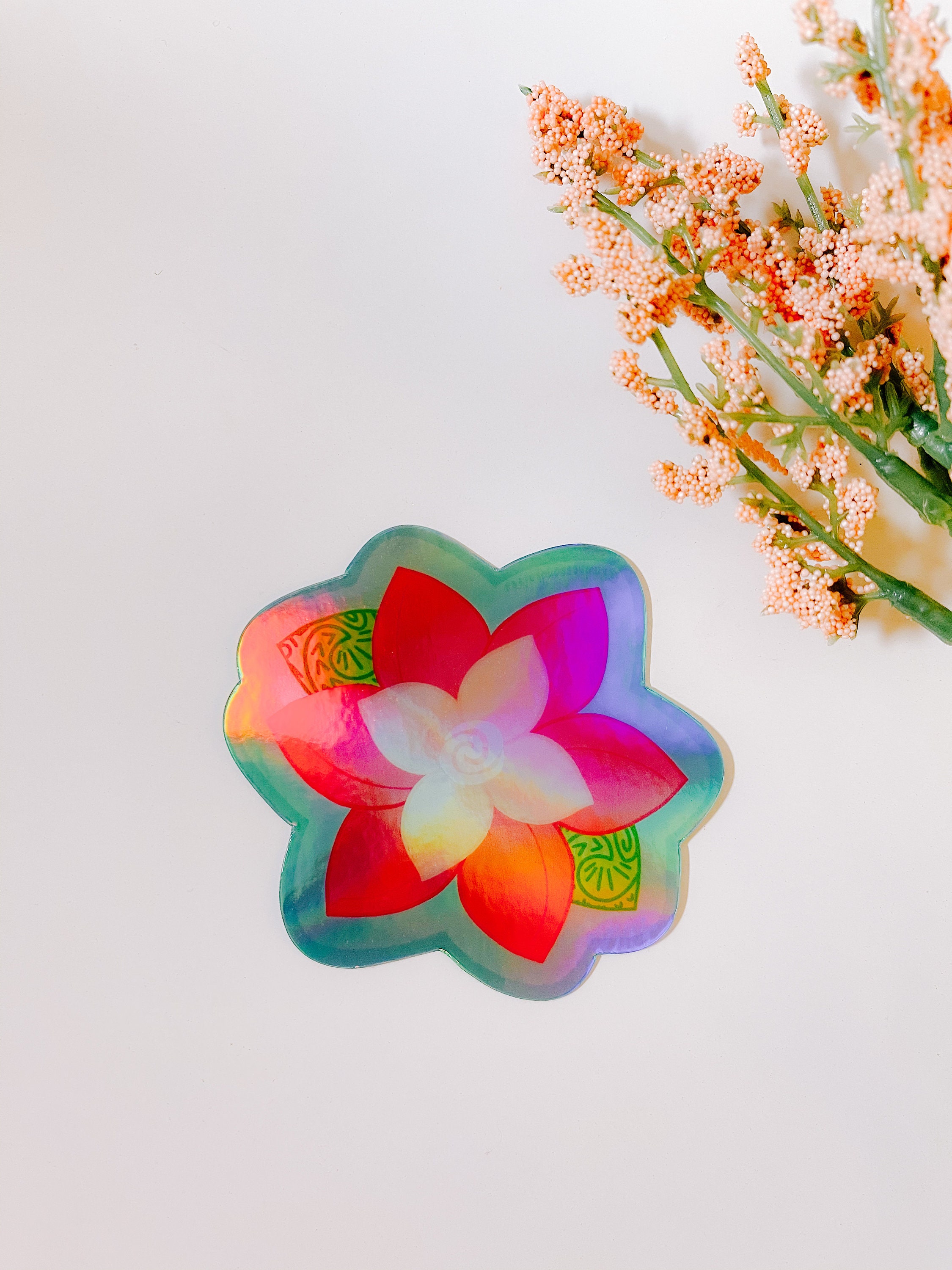 Moana Inspired Flower Decal / Holographic Sticker / One of a Kind ...