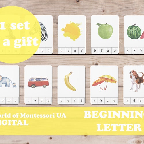 BEGINNING LETTER Sound Montessori Counting Cards Clip | Etsy