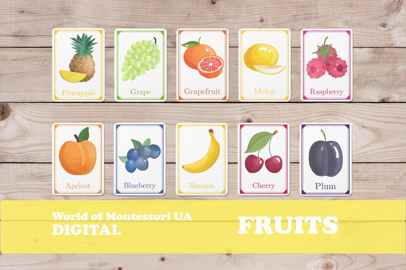 PRINTABLE FRUIT MONTESSORI Cards for Home Studying - Etsy