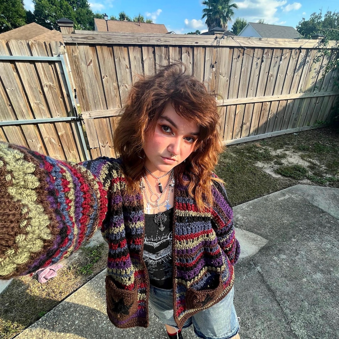 Urban Chaos Cardigan - Handmade Crochet Knitwear Multicolor Dark Star ...