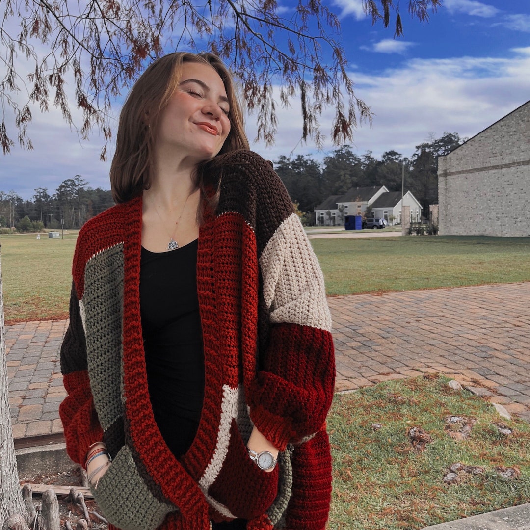 Autumn Patchwork Cardigan Handmade Crochet Autumn Fall Knitwear Patch ...