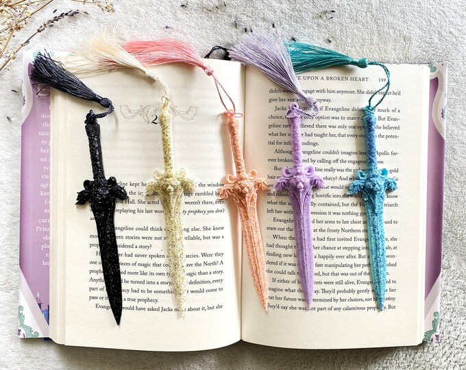 Resin Bookmark With Glitter, Dagger Bookmark With Tassel, Page Saver ...