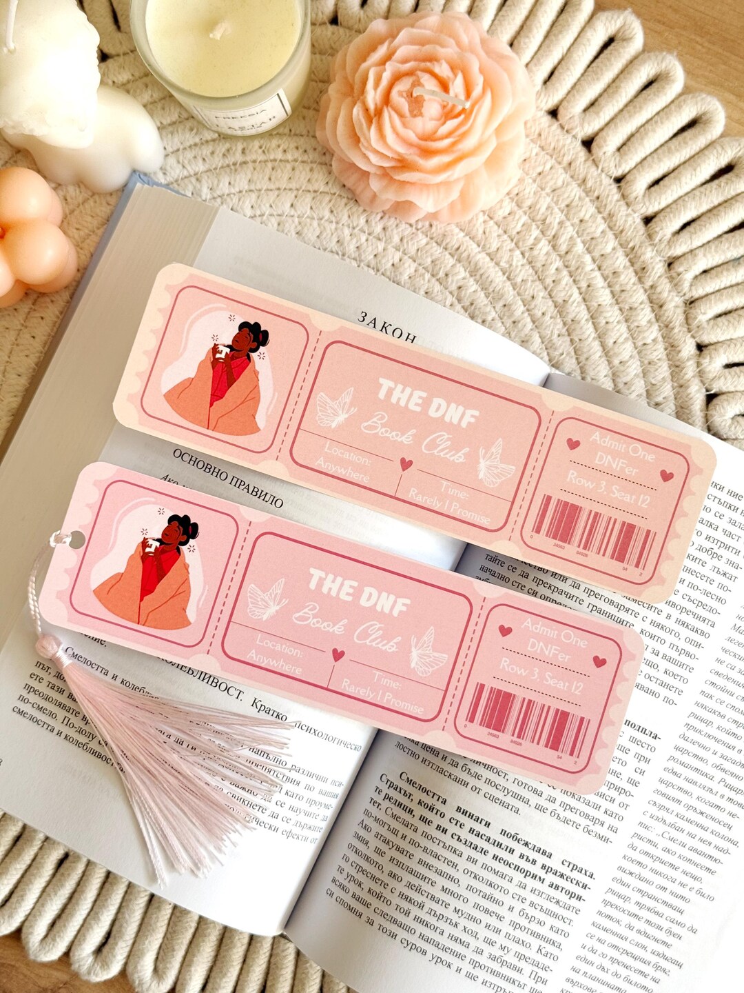 DNF Book Club Bookmark With Tassel, Ticket Bookmark, Book Accessories ...