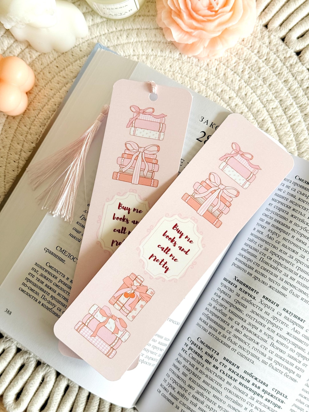 Coquette Bookmark, Cute Pink Bookmark, Bow Bookmark, Book Accessories ...