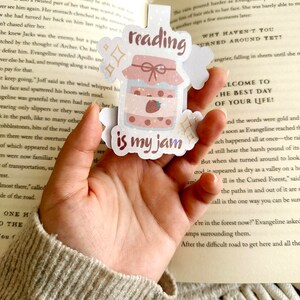 Reading is My Jam Magnetic Bookmark, Holographic Strawberry Bookmark ...