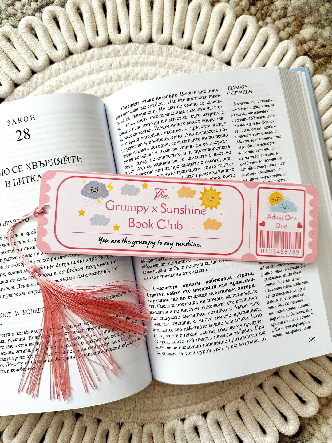 Grumpy X Sunshine Bookmark, Ticket Bookmark, Book Club Bookmark, Book ...