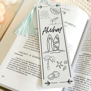 Aloha Summer Bookmark With Tassel, Cute Bookmark, Hawaii Bookmark ...