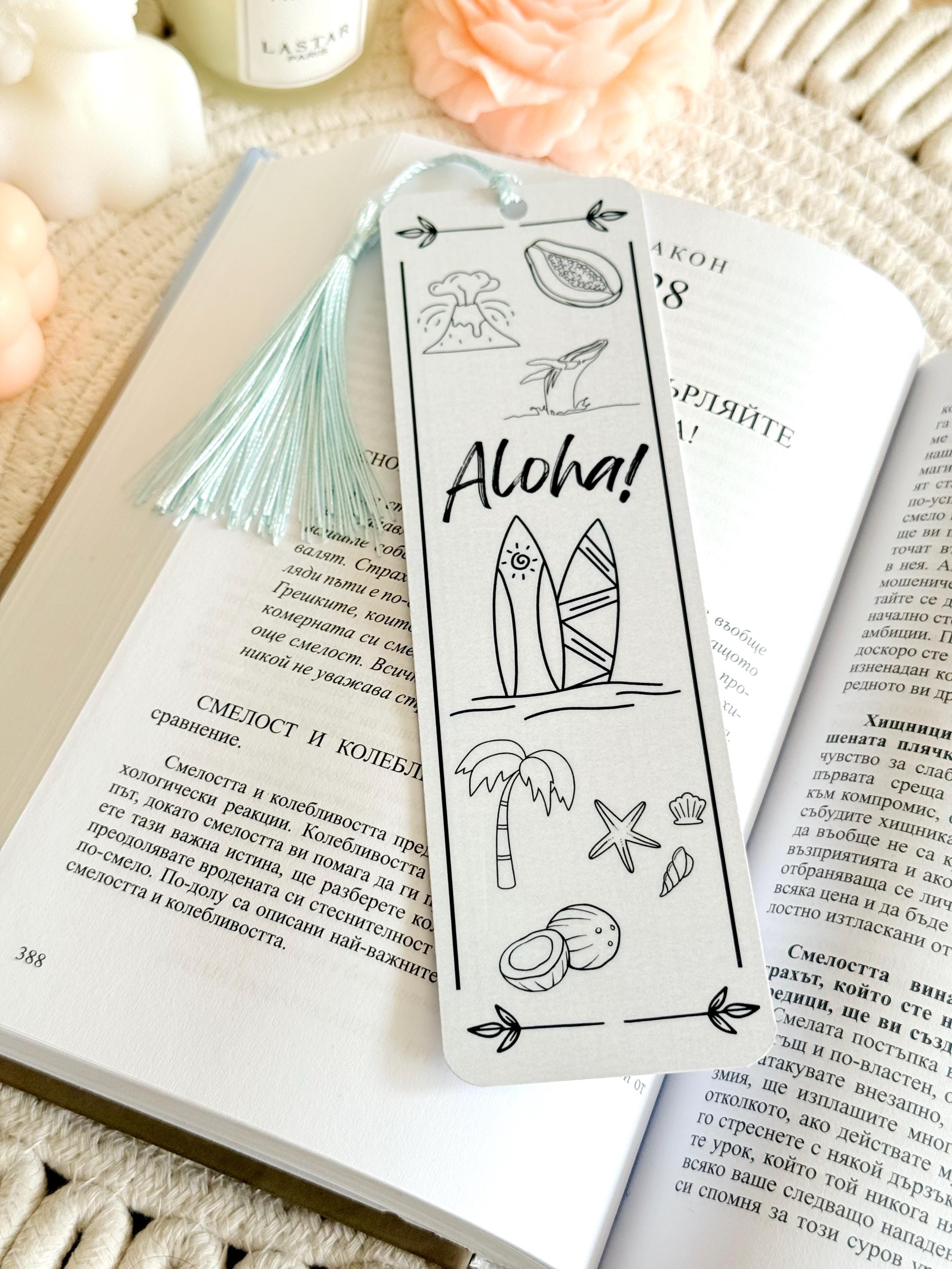 Aloha Summer Bookmark With Tassel, Cute Bookmark, Hawaii Bookmark ...