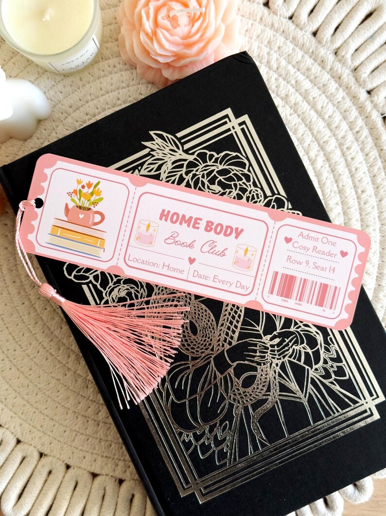 Home Body Book Club Bookmark With Tassel, Ticket Bookmark, Book ...