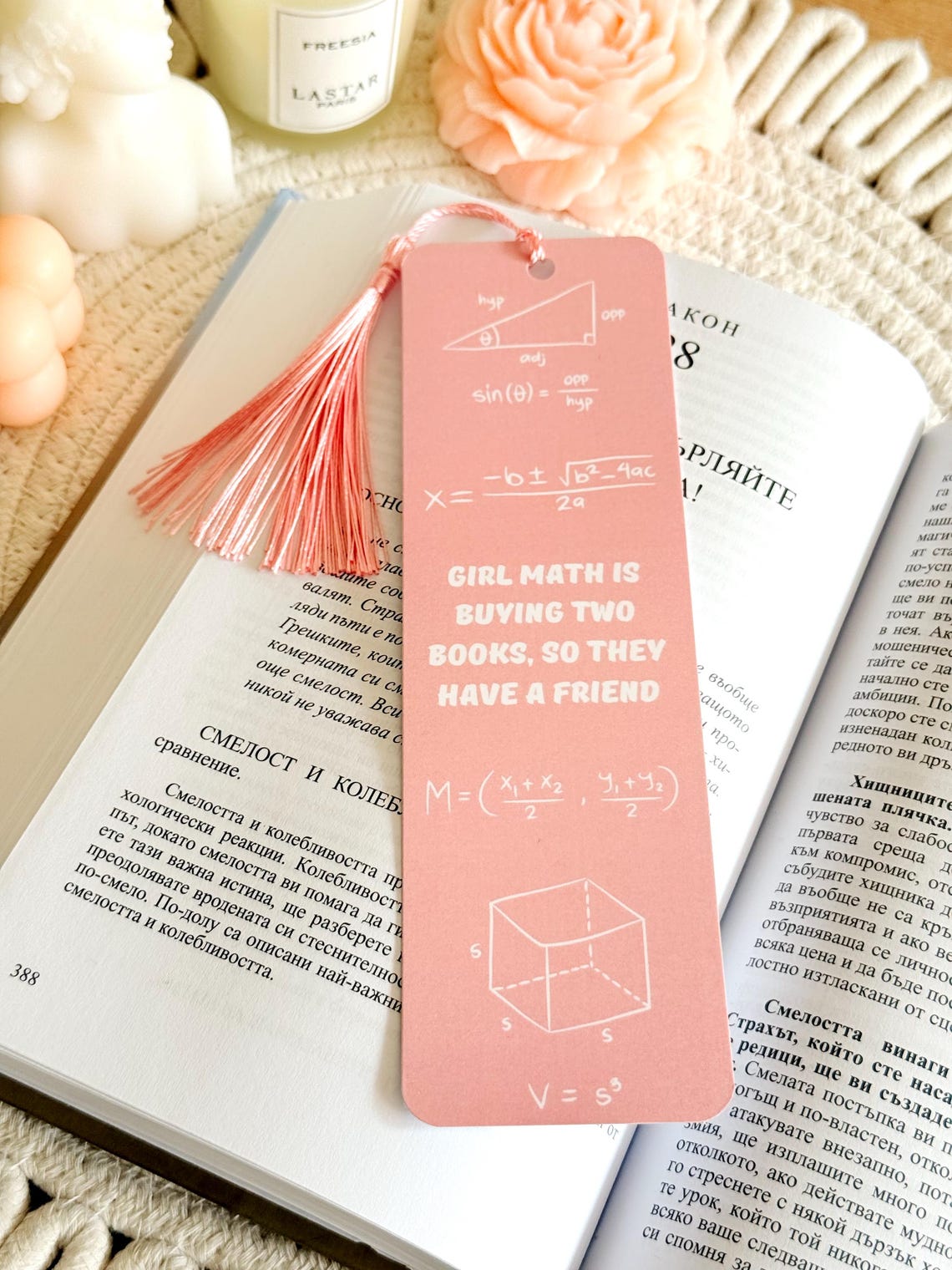 Girl Math Bookmark With Tassel, Cute Pink Bookmark, Book Accessories ...