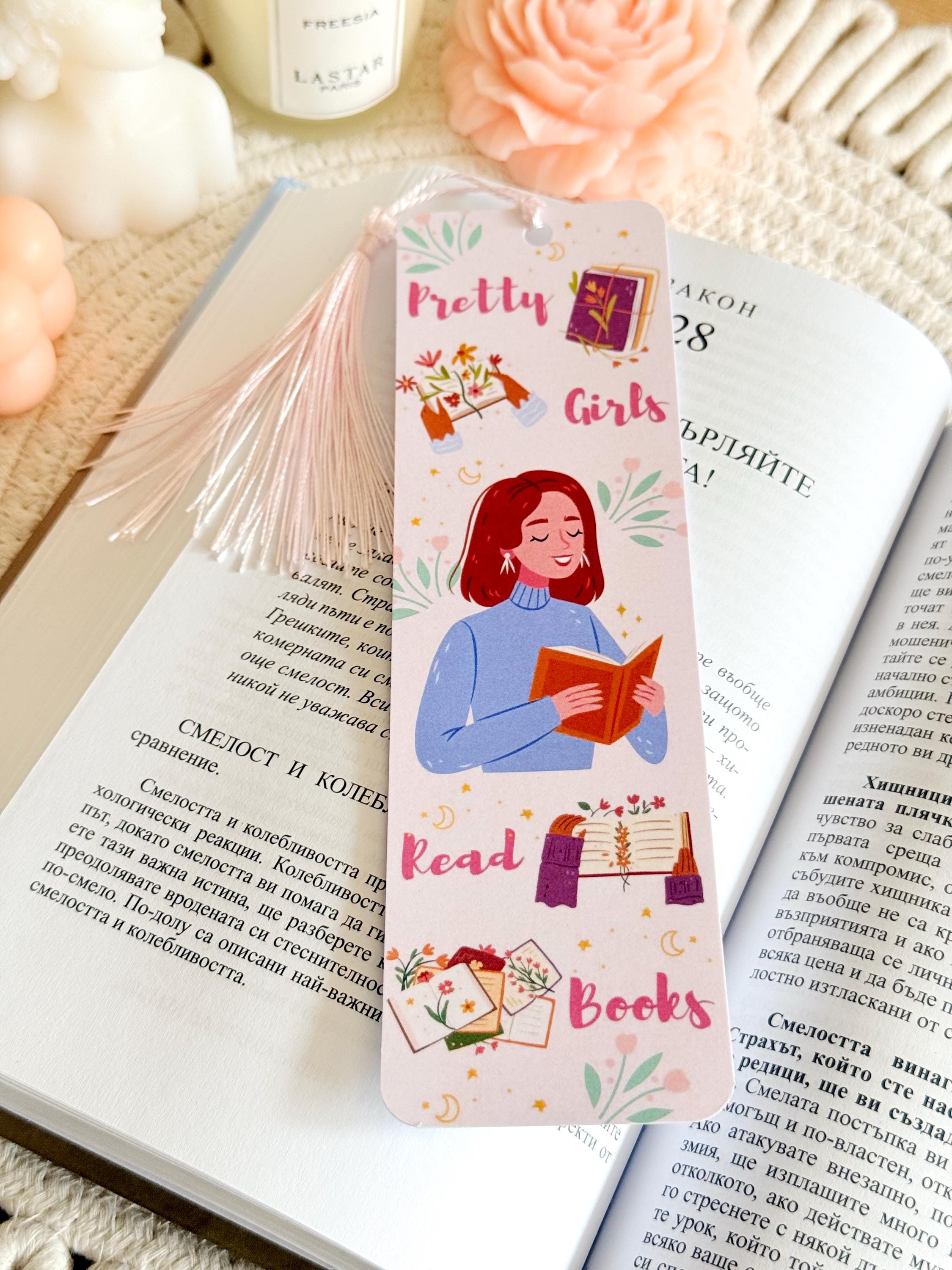 Pretty Girls Read Books Bookmark, Cute Aesthetic Bookmark, Book ...