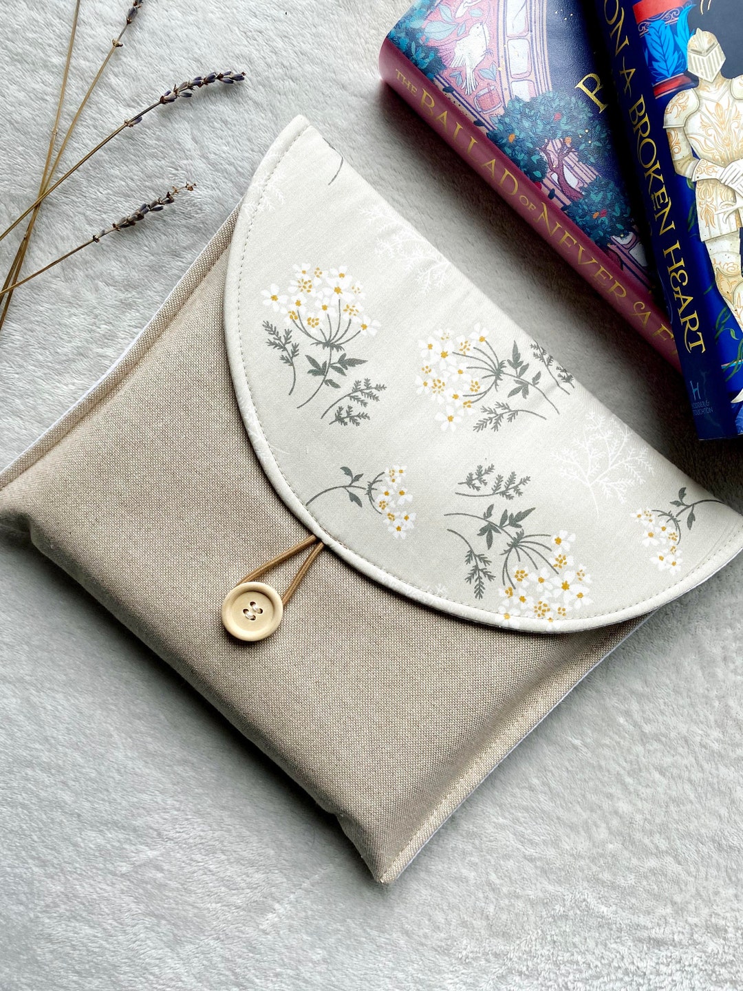 Floral Book Bag, Book Sleeve, Padded Book Purse, Book Pouch, Book ...