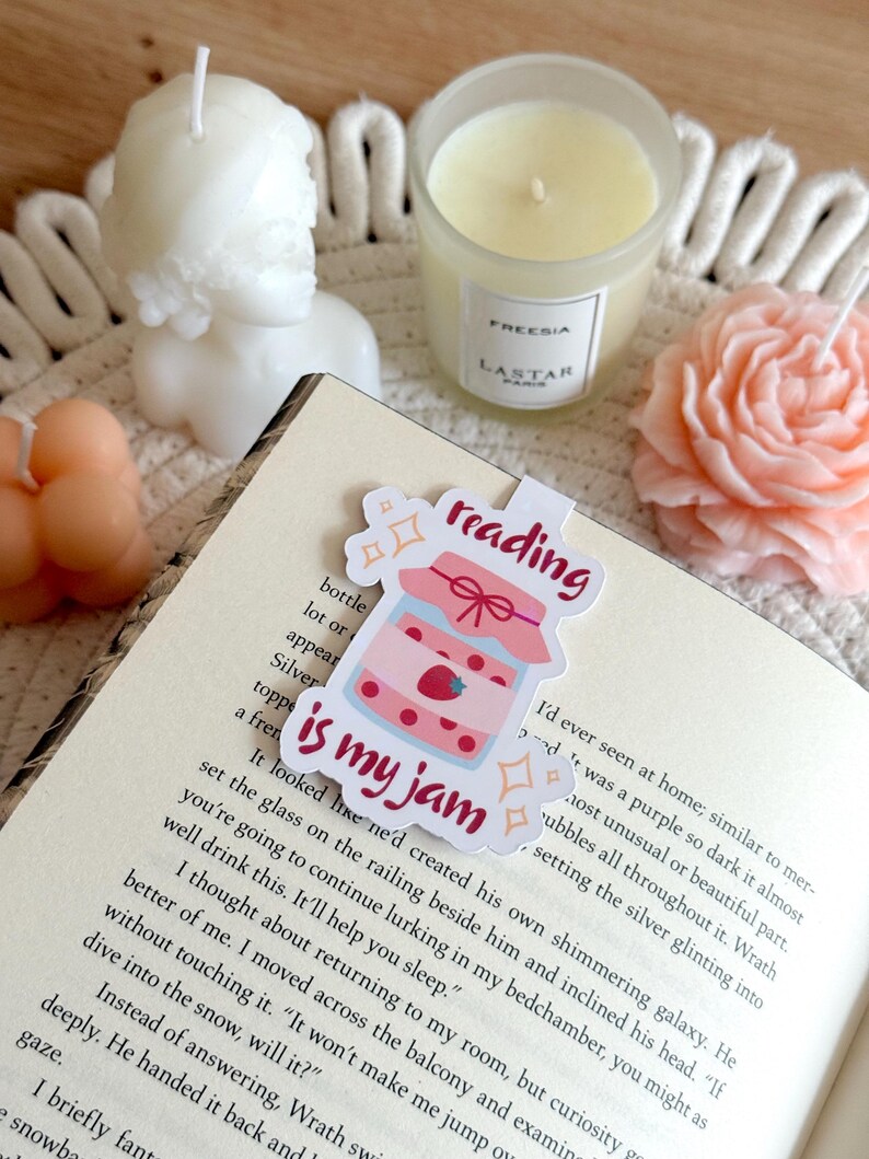 Reading is My Jam Magnetic Bookmark, Holographic Strawberry Bookmark ...
