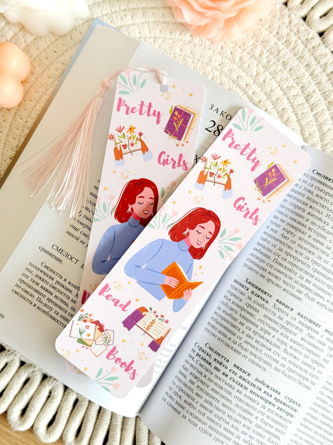 Pretty Girls Read Books Bookmark, Cute Aesthetic Bookmark, Book ...