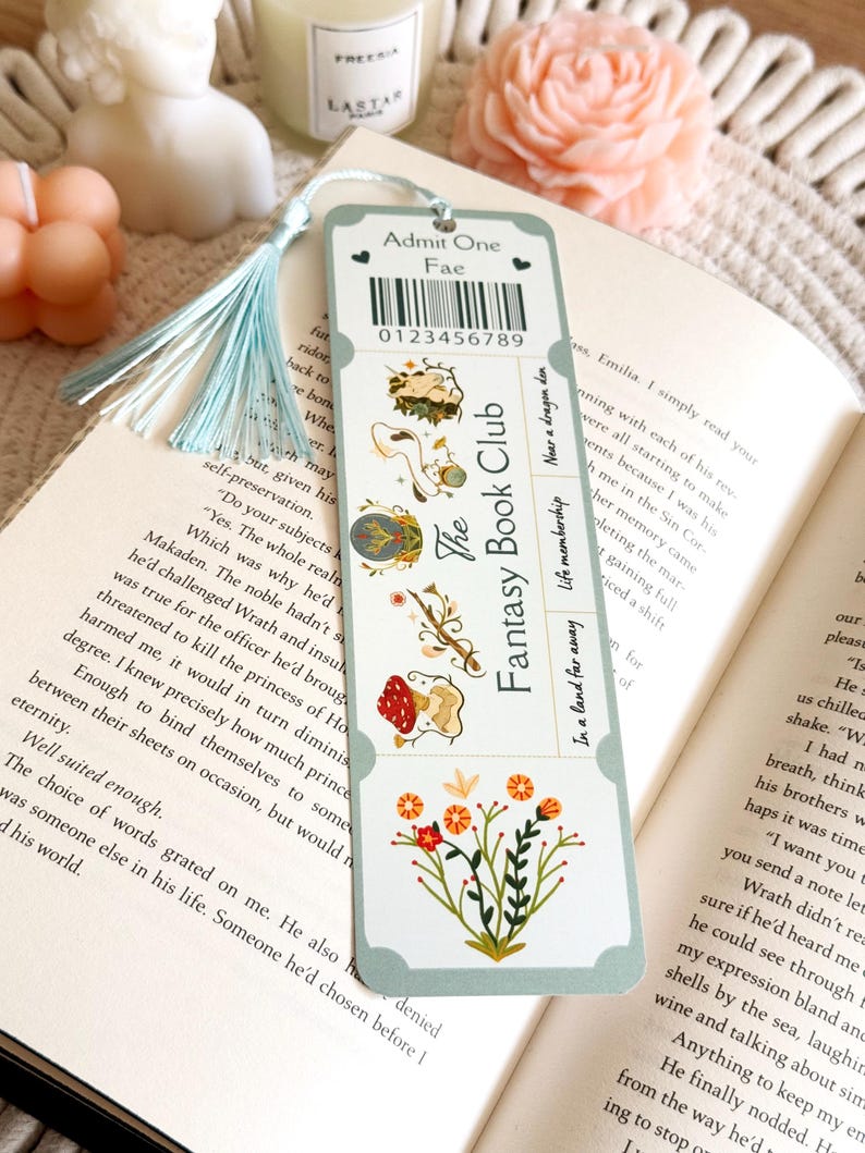 Fantasy Book Club Bookmark With Tassel, Cute Ticket Bookmark, Book ...