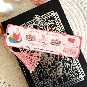 Bookworm Bookmark, Ticket Bookmark, Book Club Bookmark, Book ...