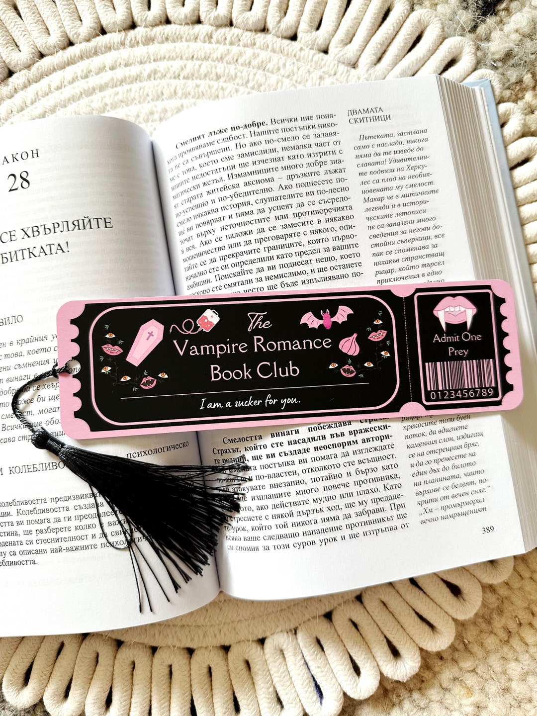 Vampire Book Club Bookmark With Tassel, Ticket Bookmark, Book ...