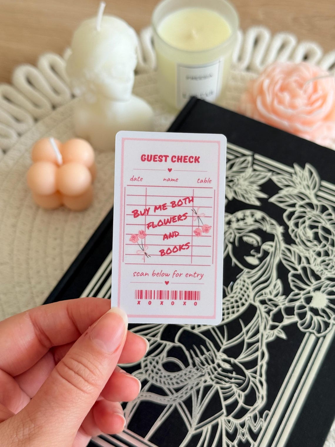 Guest Check Book Sticker, Receipt Kindle Sticker, Floral Romance ...