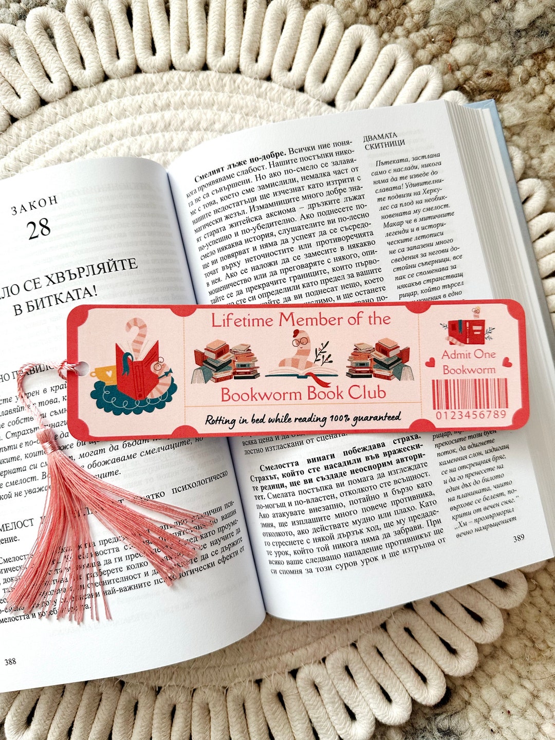 Bookworm Bookmark, Ticket Bookmark, Book Club Bookmark, Book ...