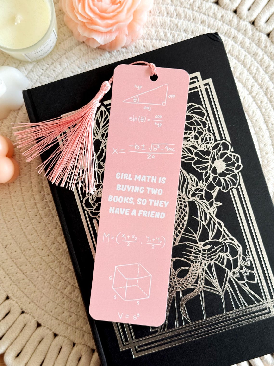 Girl Math Bookmark With Tassel, Cute Pink Bookmark, Book Accessories ...