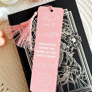 Girl Math Bookmark With Tassel, Cute Pink Bookmark, Book Accessories ...