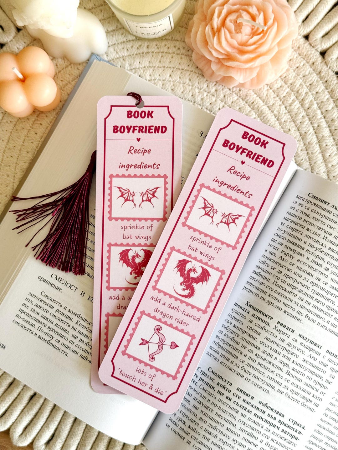 Book Boyfriend Recipe Bookmark With Tassel, Spicy Cute Romantasy ...