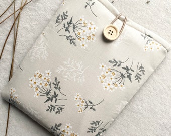 Embroidered Daisy Book Sleeve, Padded Book Cover, Book and Kindle ...