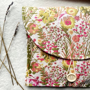 Floral Book Bag, Embossed Book Sleeve, Padded Book Purse, Book Pouch ...