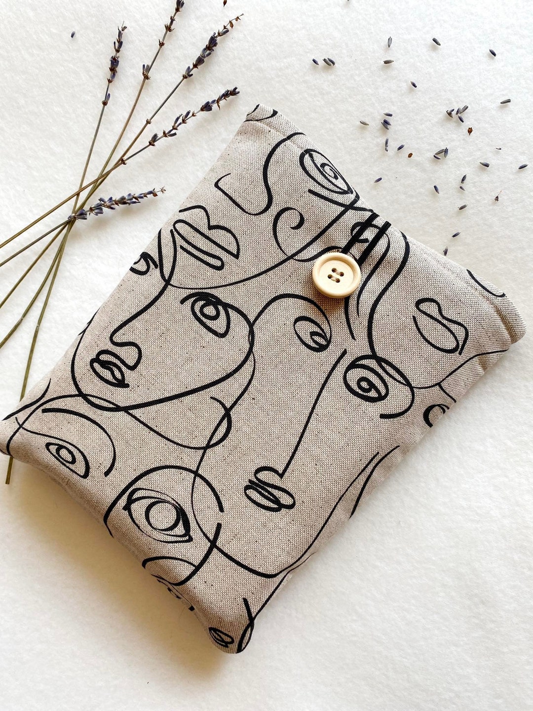 Abstract Book Sleeve, Linen Book Cover, Book Jacket, Padded Book Pouch ...