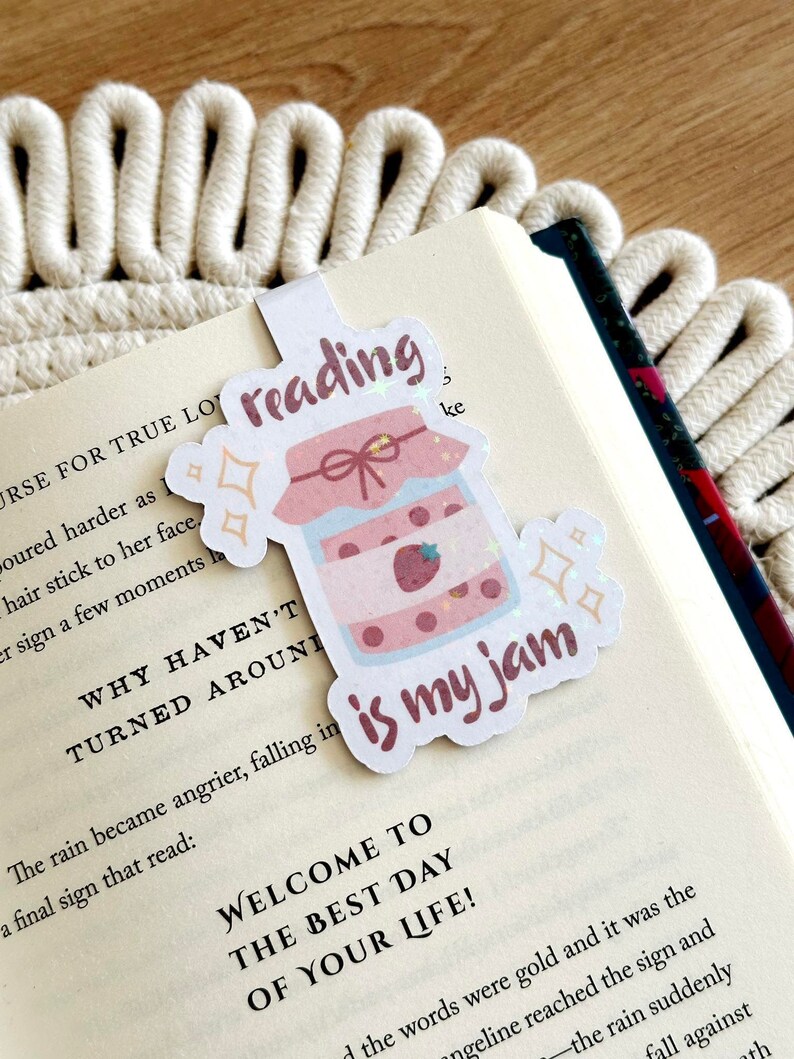 Reading is My Jam Magnetic Bookmark, Holographic Strawberry Bookmark ...