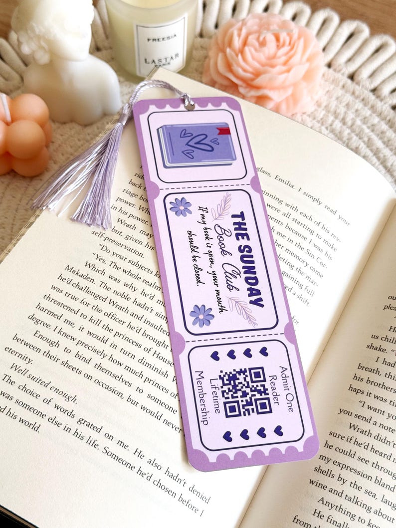 Sunday Bookmark, Ticket Bookmark, Book Club Bookmark, Bookish ...