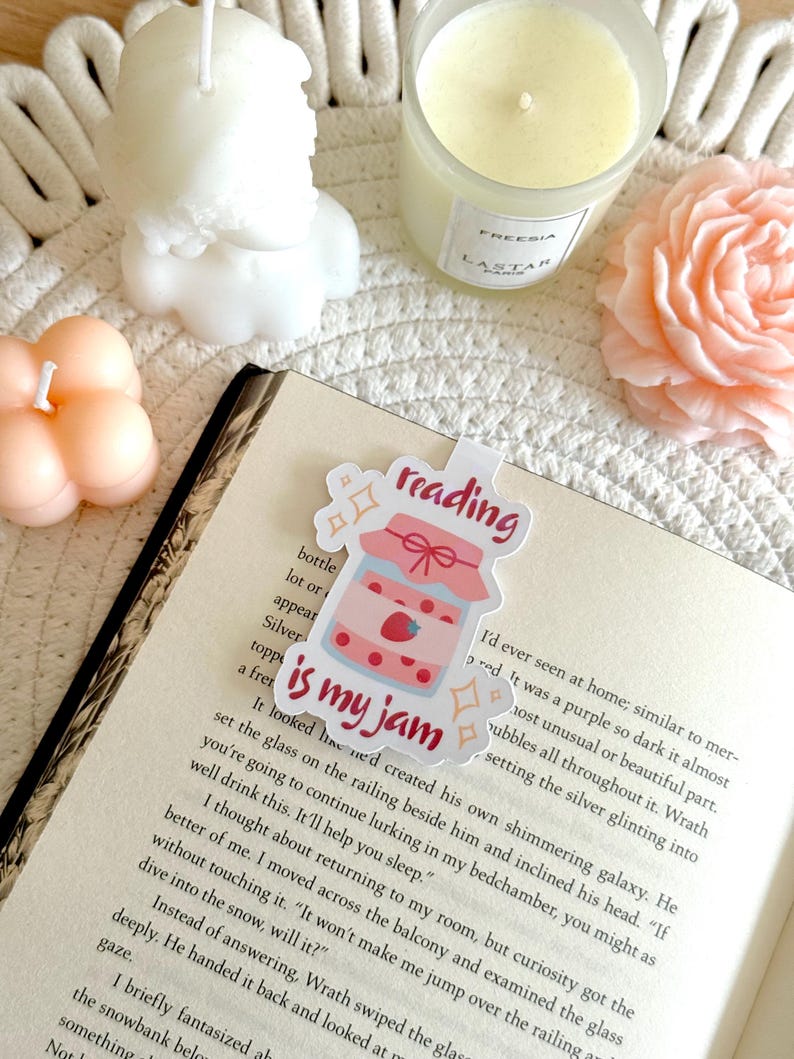Reading is My Jam Magnetic Bookmark, Holographic Strawberry Bookmark ...