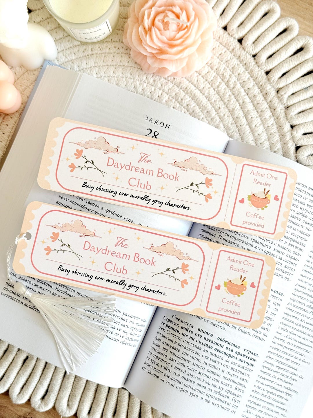 Daydream Book Club Bookmark With Tassel, Ticket Bookmark, Book ...