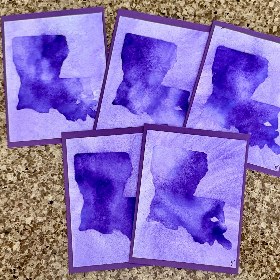 La Violette, Original Art Card Set of 5, Blank Notecards, Handmade, All ...