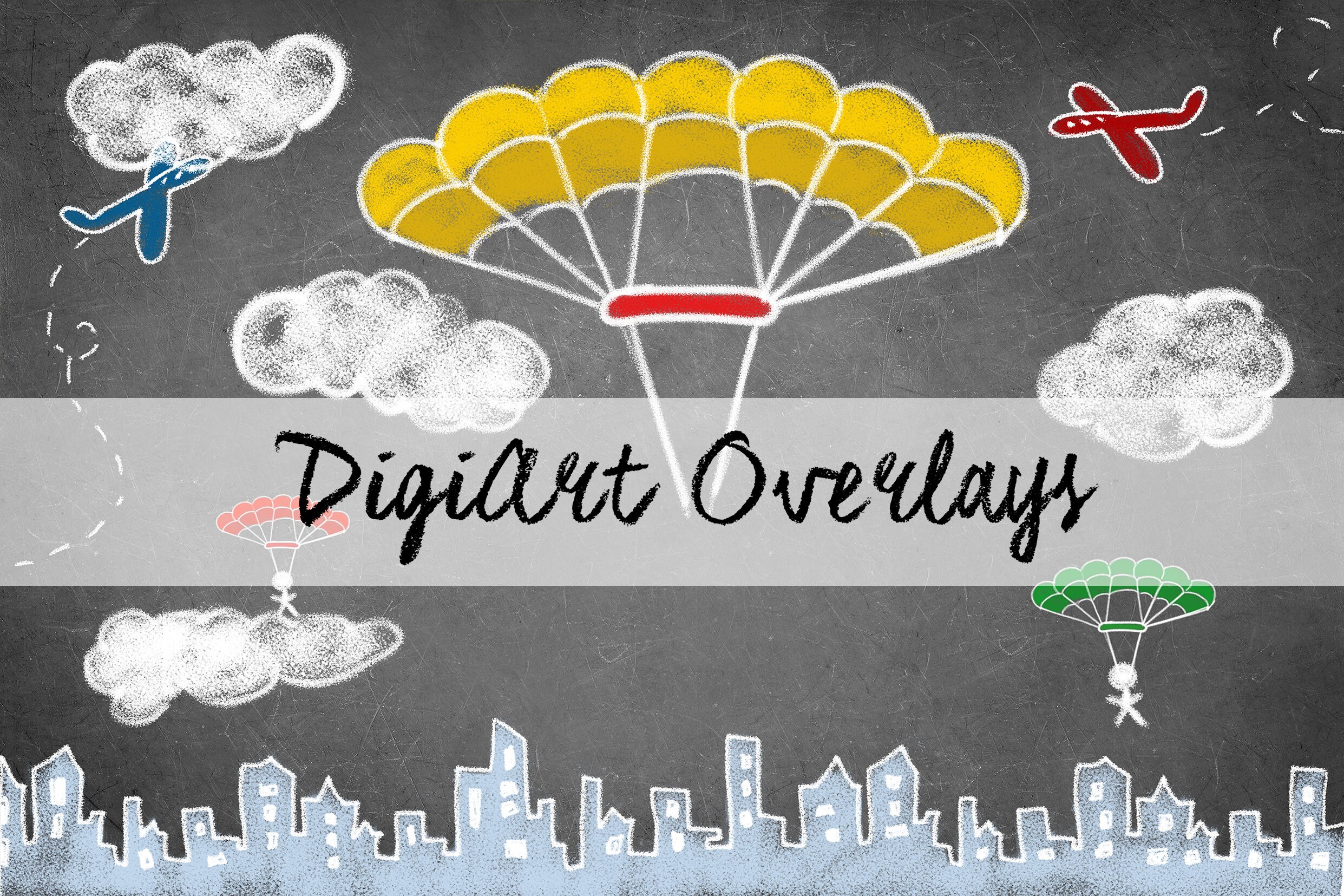 Parachute Sidewalk Chalk Overlay PNG Chalk Clipart | Etsy