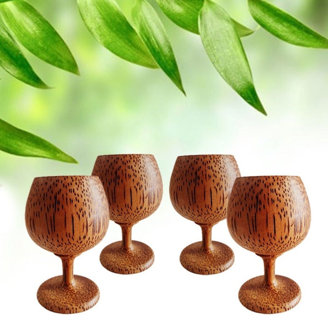 Wooden Wine Glass Handmade Coconut Cups Kitchen Party Décor Copa De Vin ...